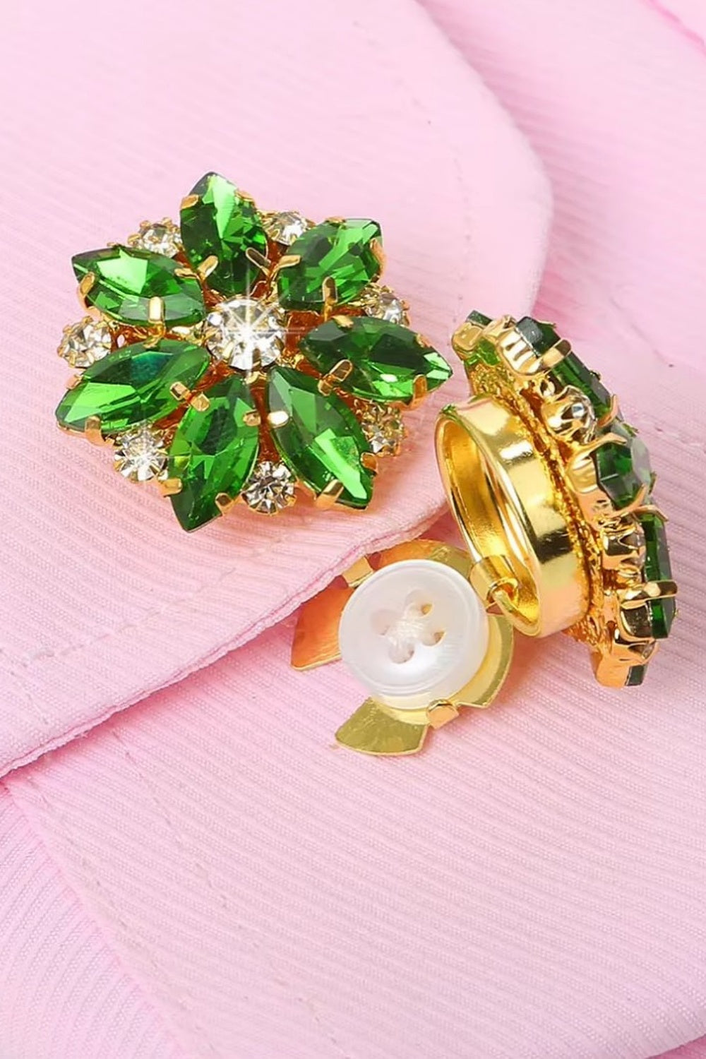 BLING BLING BUTTON COVERS GREEN – Hummingbird The Shop