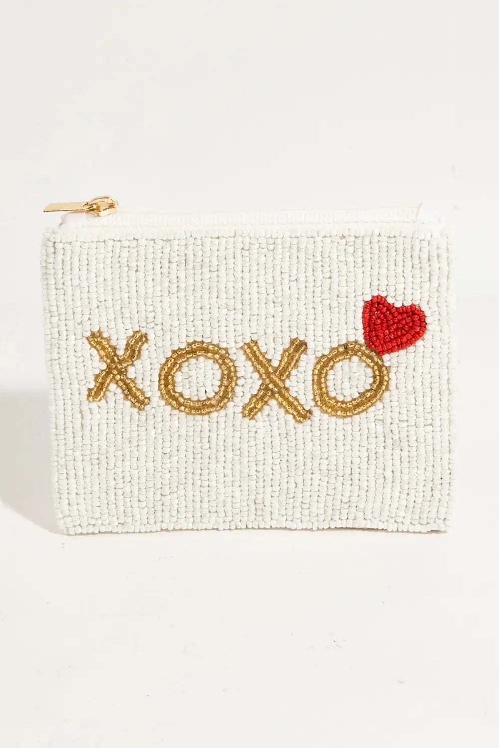 BEADED COIN PURSE XOXO WHITE – Hummingbird The Shop